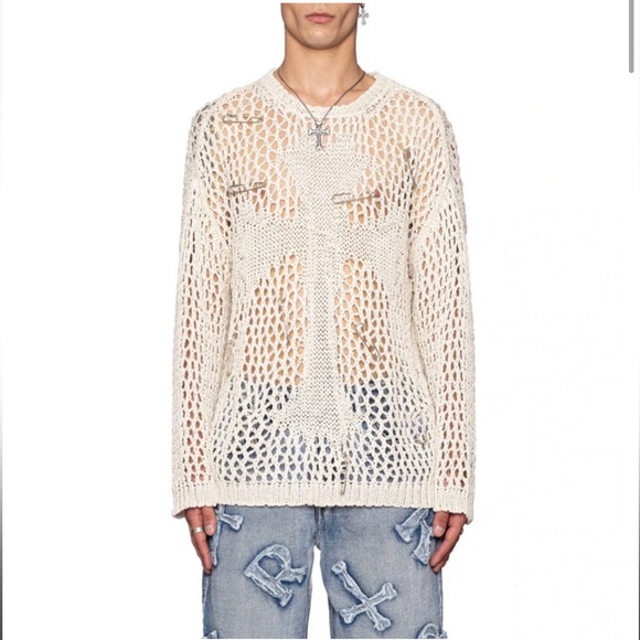 Racer Worldwide | Sweaters | Racer Worldwide Cross Crochet Sweater ...